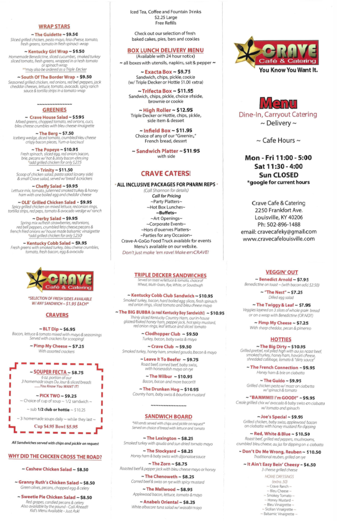Full Menu – Crave Cafe