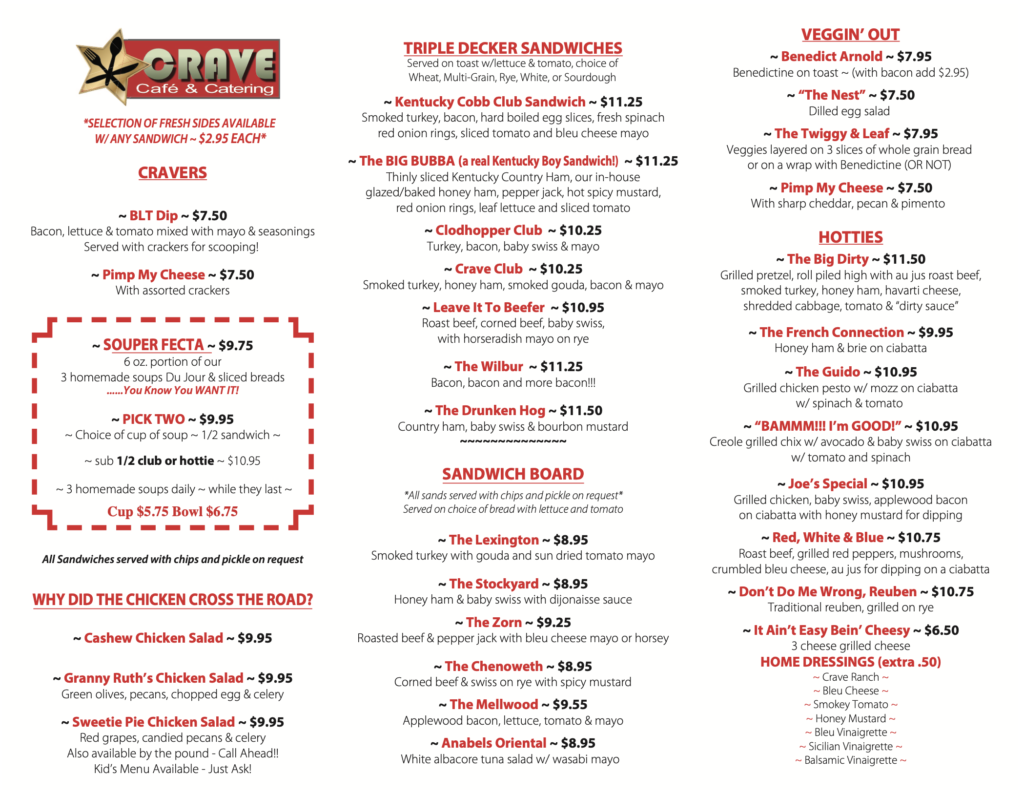 Full Menu – Crave Cafe