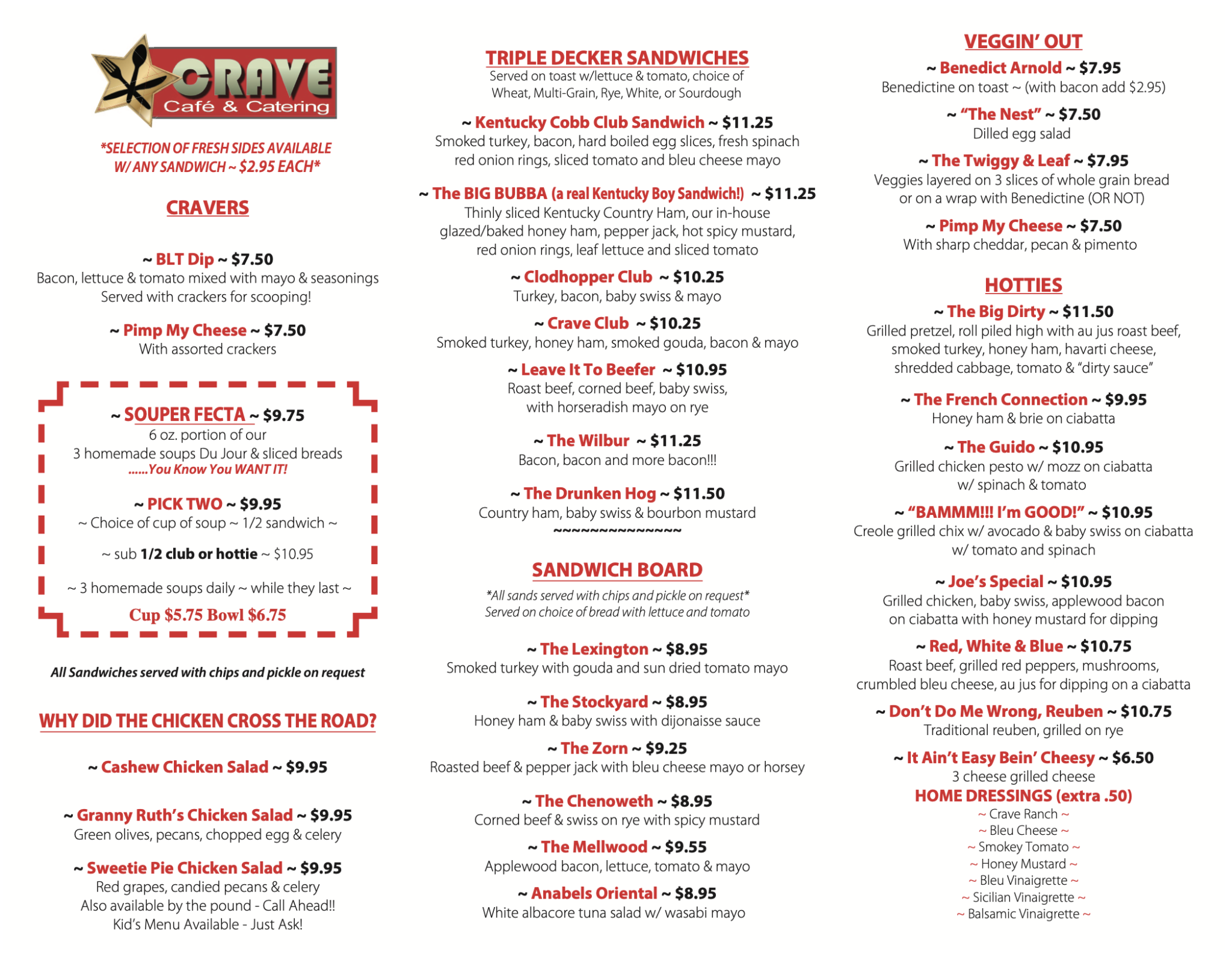 Full Menu – Crave Cafe